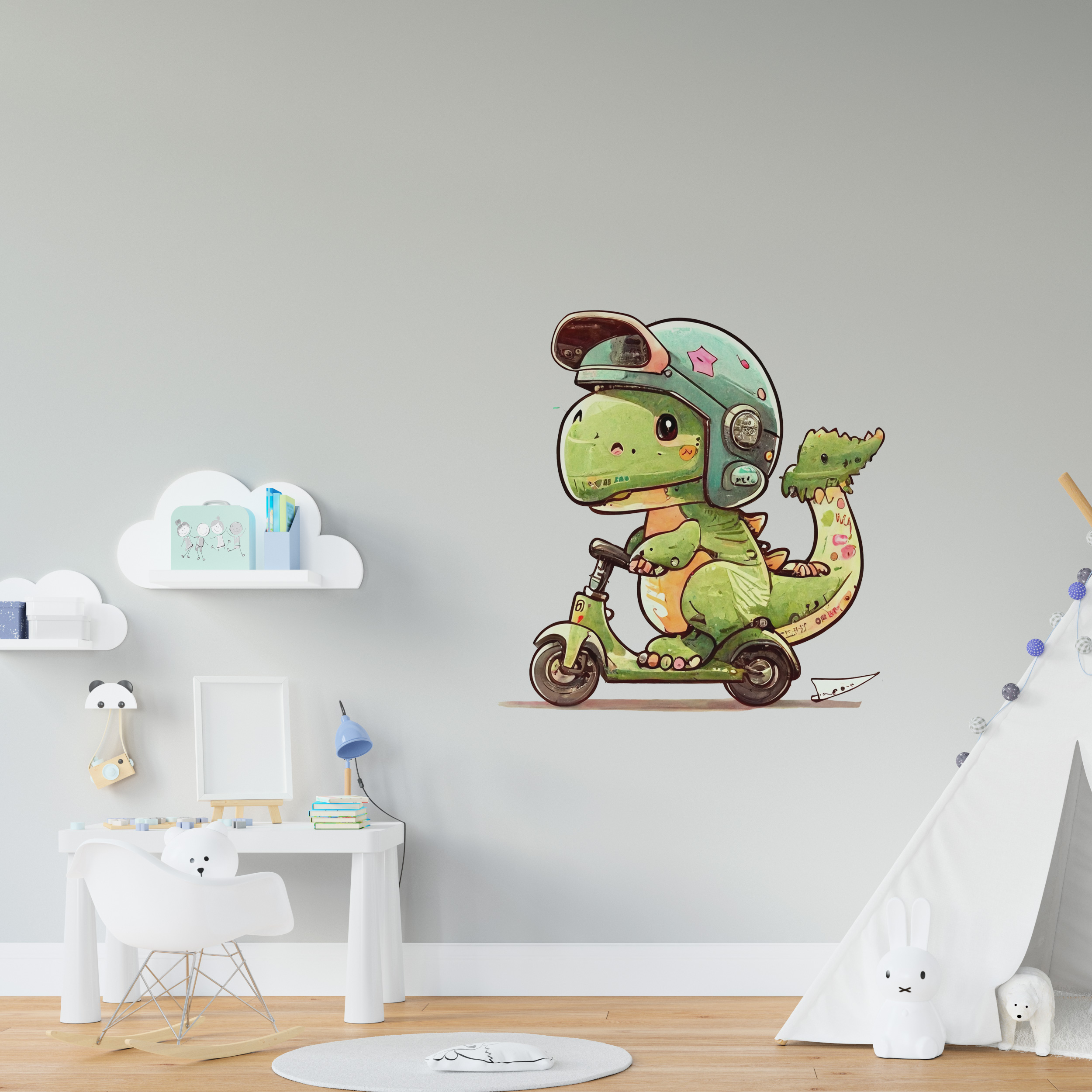 Nalepnica za zid Dino na mopedu | Lepi Nalepi